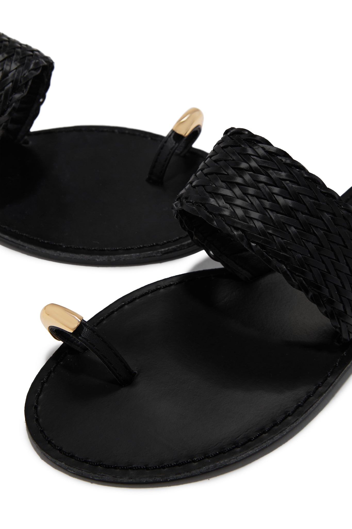 Miss Lola | Julissa Black Slip On Sandals – MISS LOLA