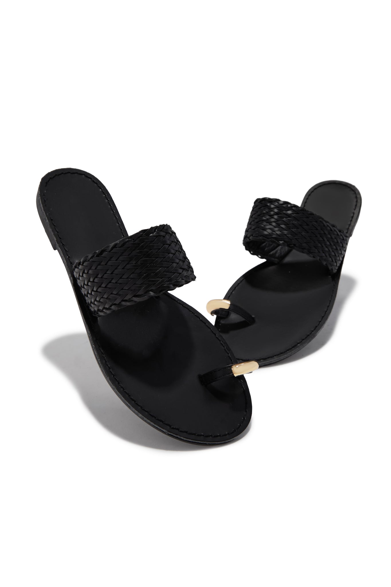 Miss Lola | Julissa Black Slip On Sandals – MISS LOLA
