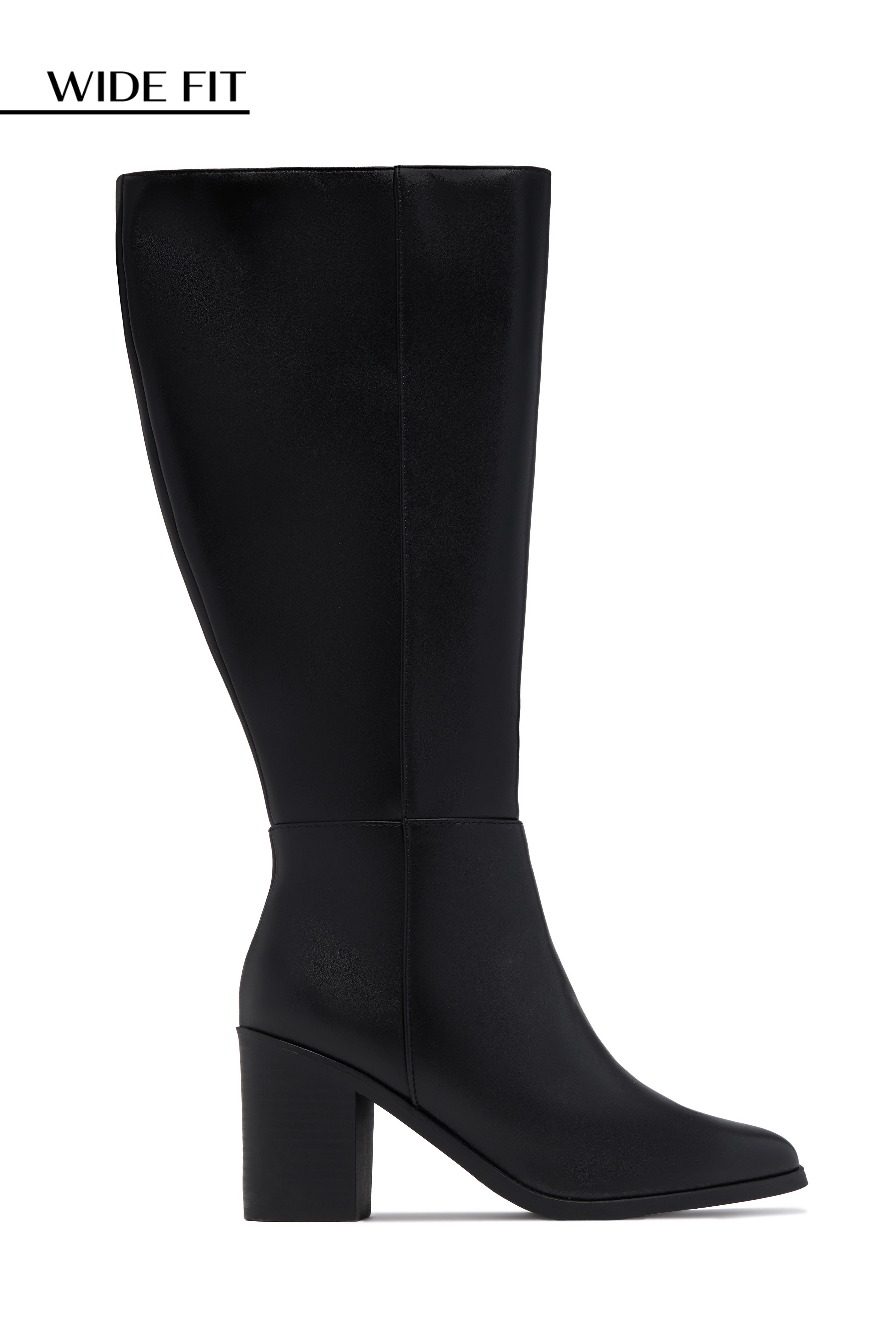 Draya Black Block Heel Knee High Boots – MISS LOLA