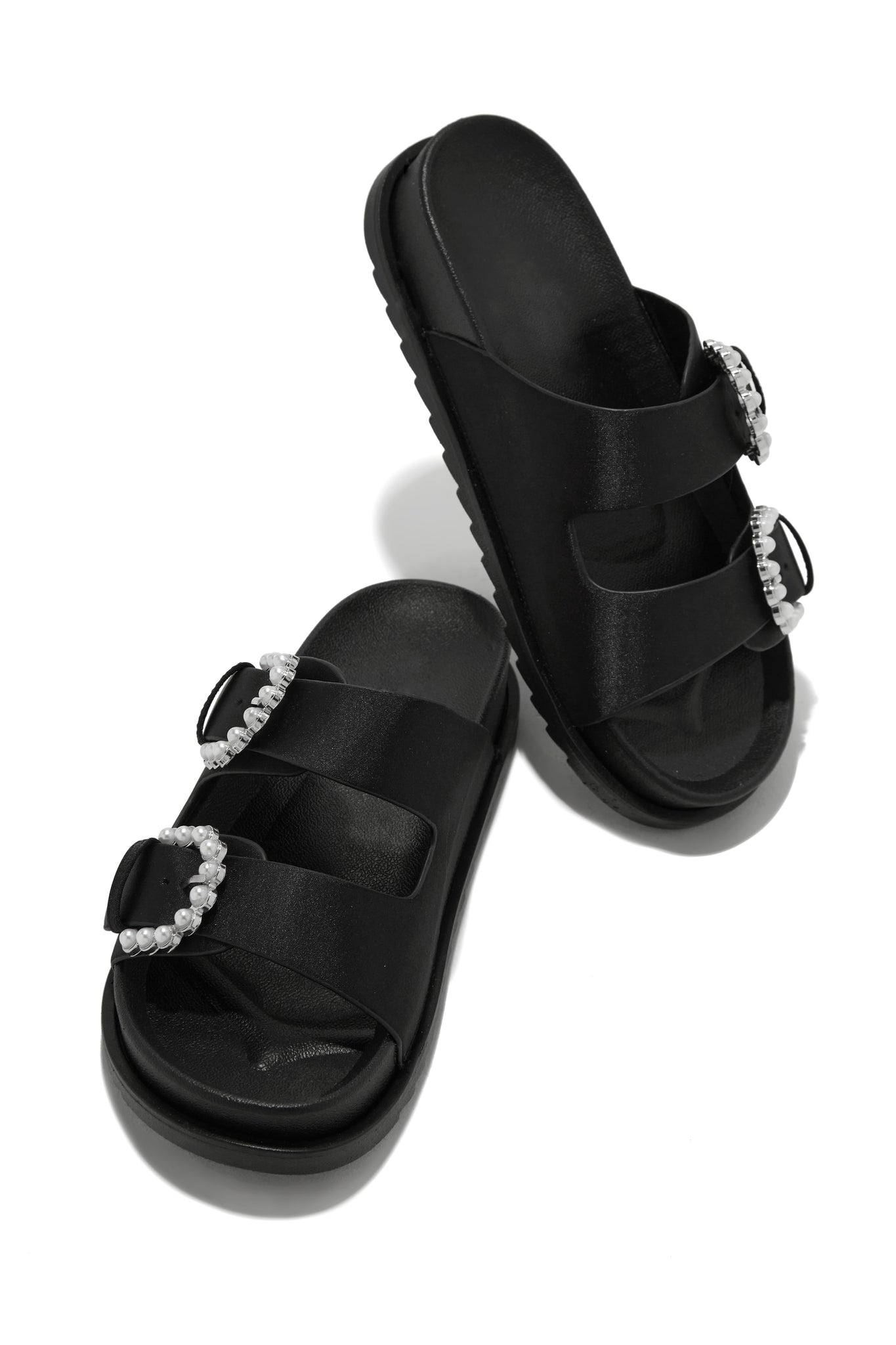 Miss Lola | Golden Beaches Pink Embellished Slip On Sandals – MISS LOLA