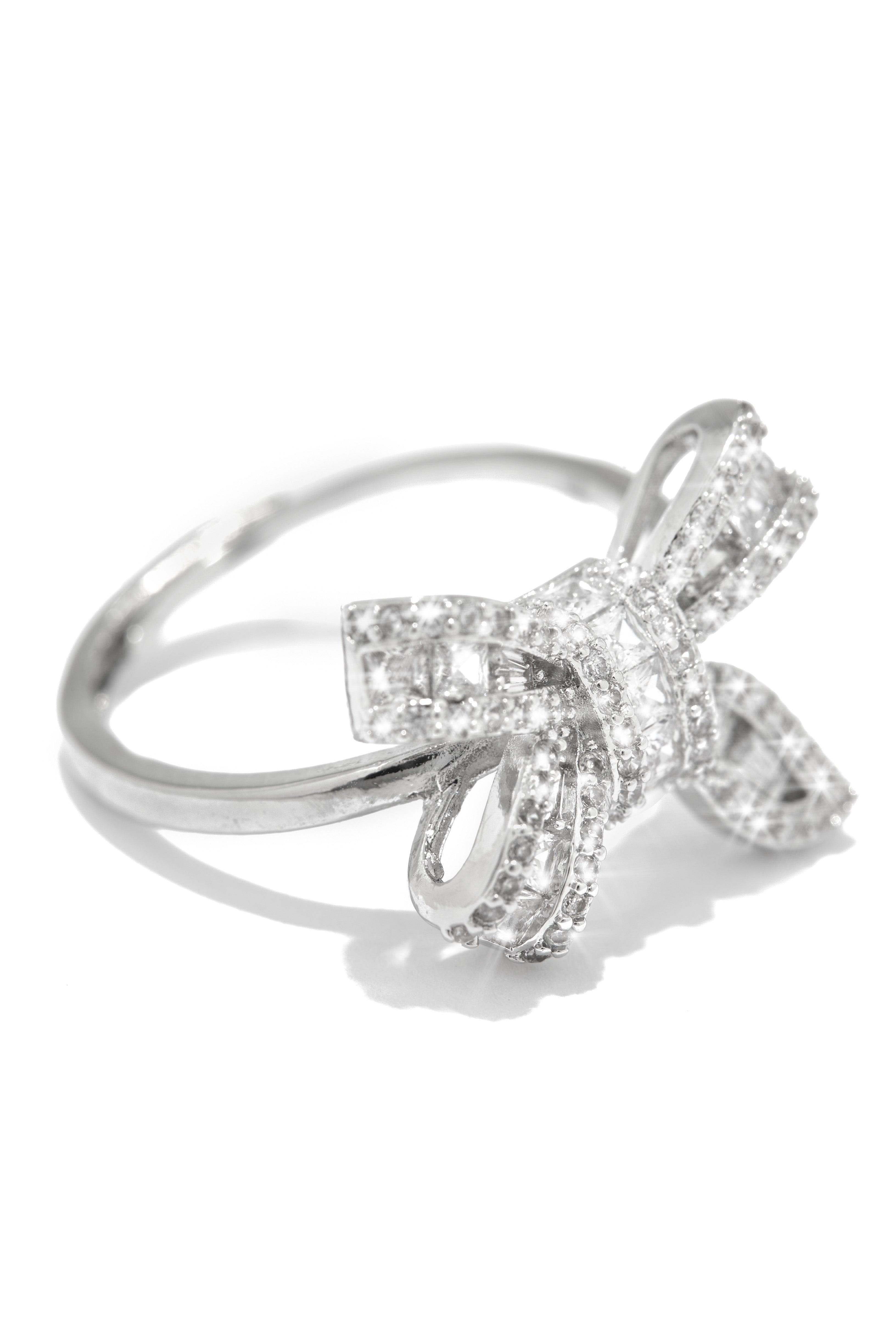 Miss Lola | Perfect Gift Silver Bow Embellished Ring – MISS LOLA