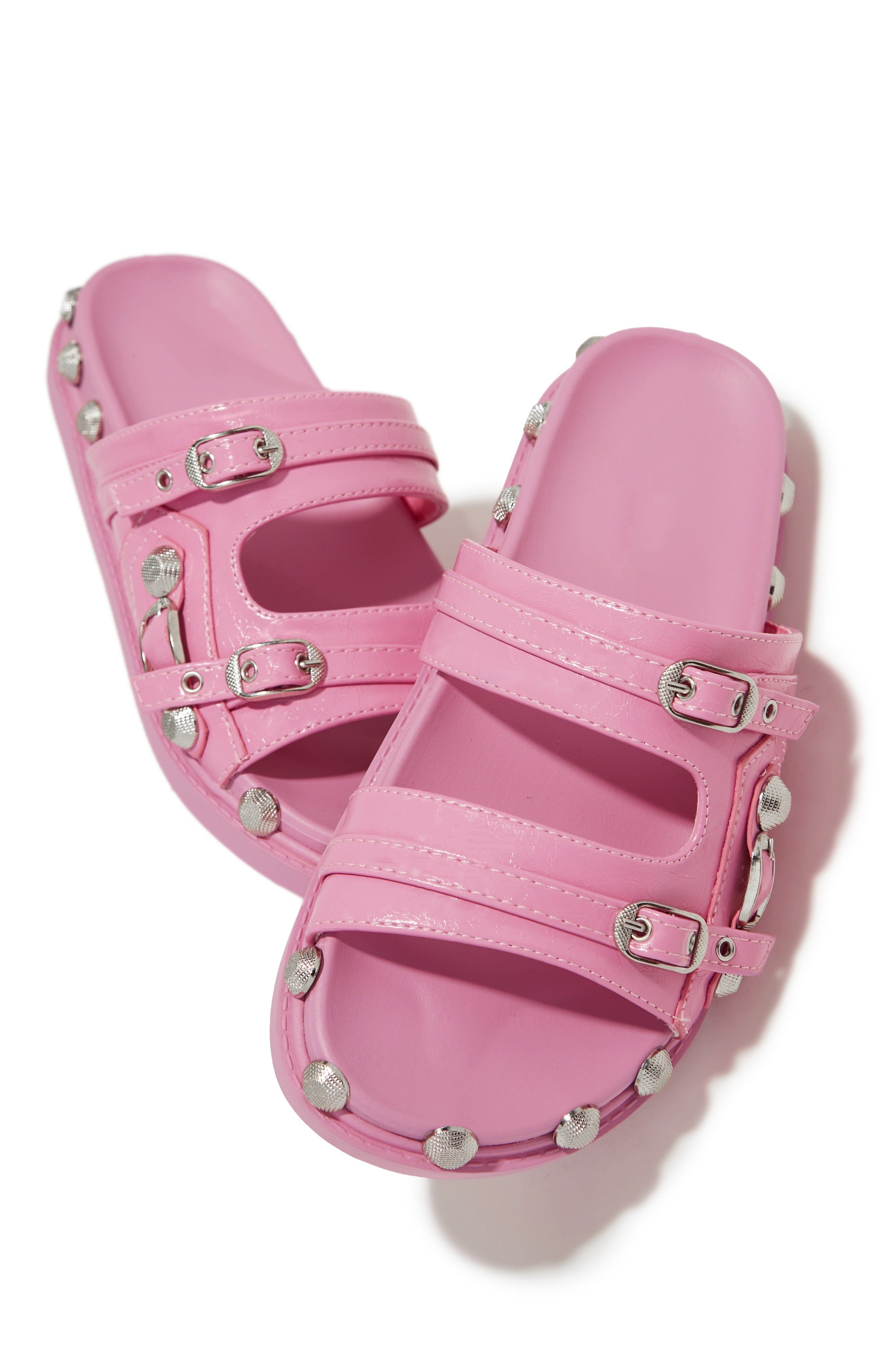 Miss Lola | Erika Pink Slip On Sandals – MISS LOLA