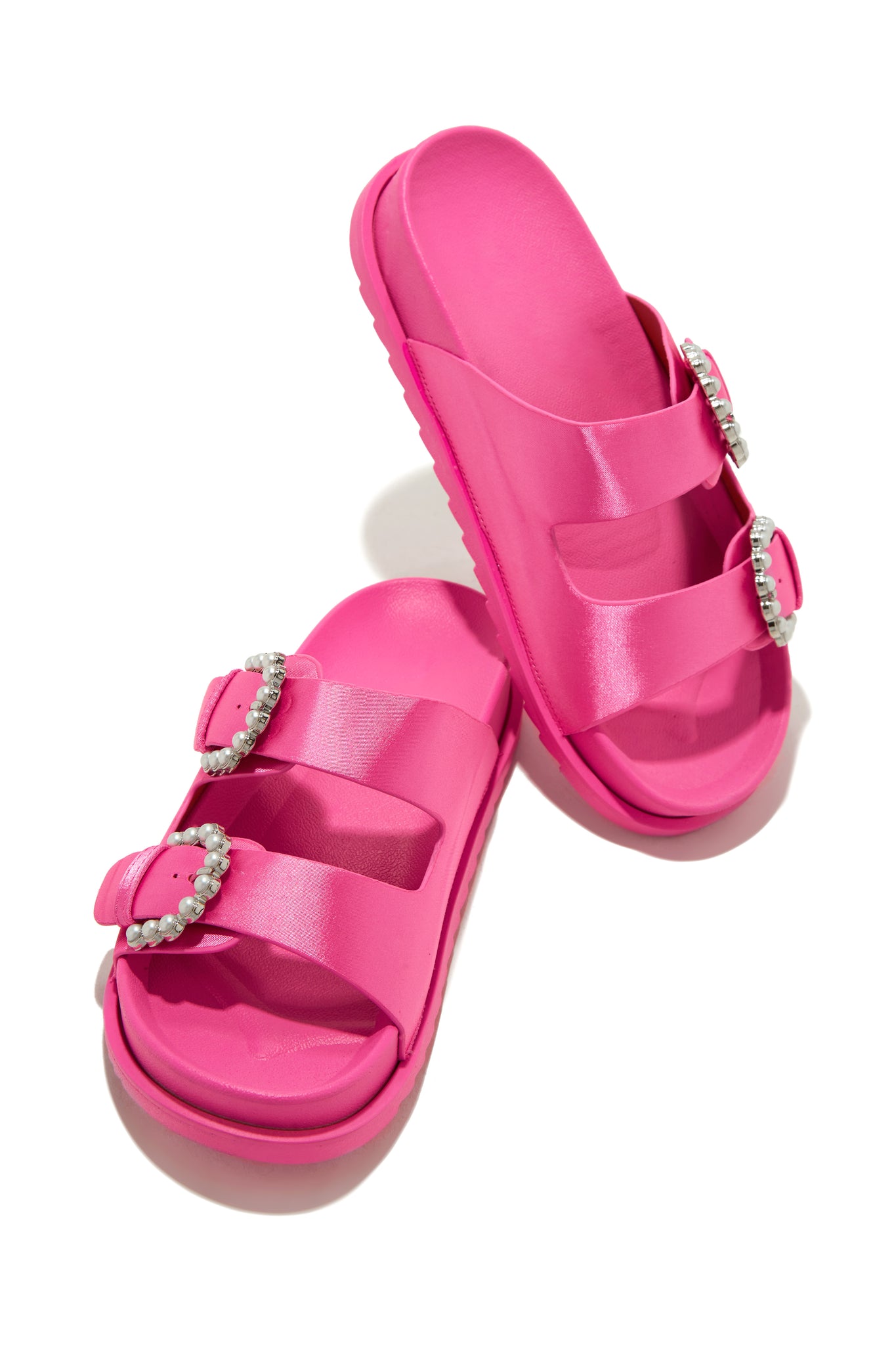 Miss Lola | Golden Beaches Pink Embellished Slip On Sandals – MISS LOLA