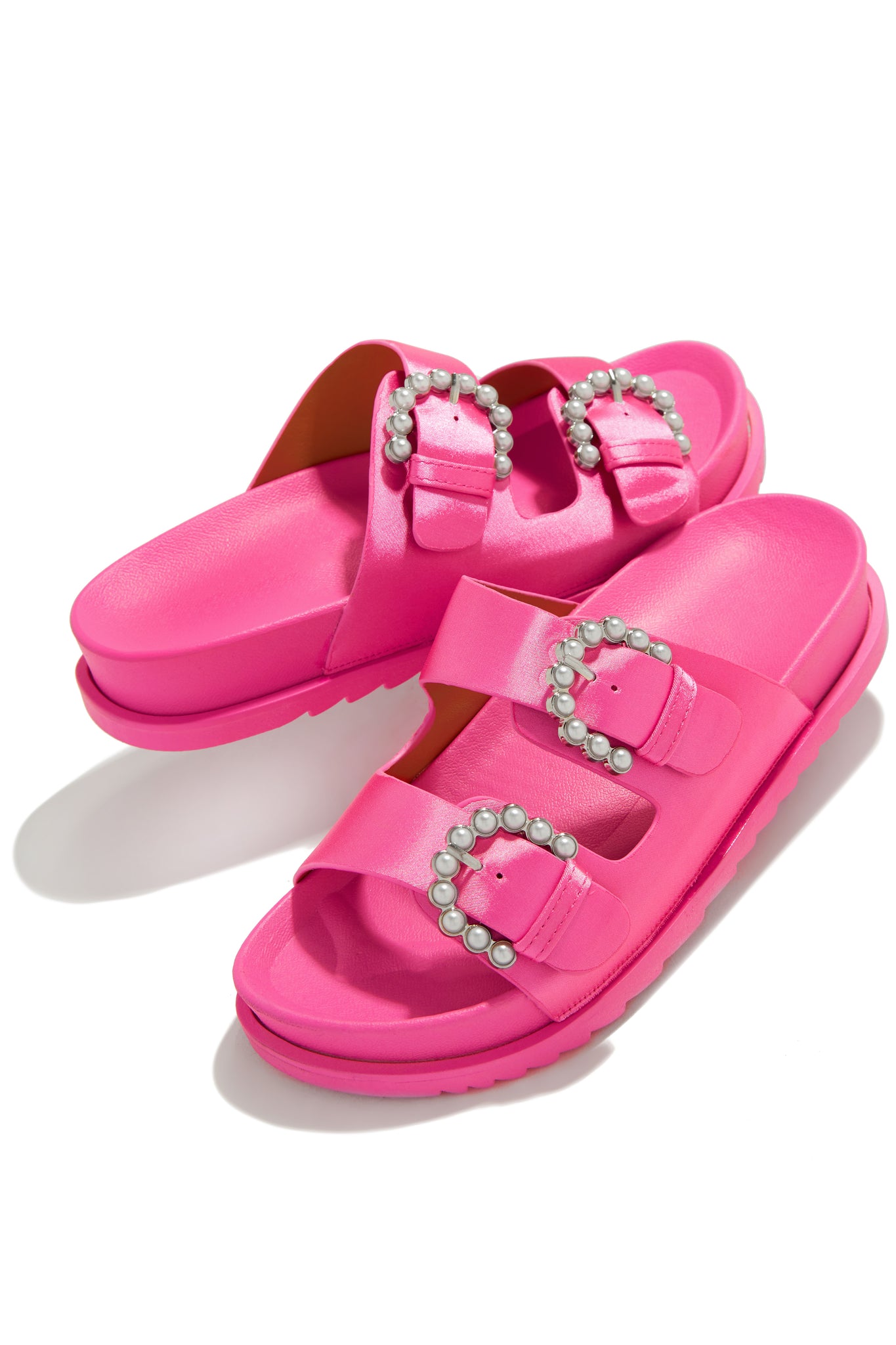 Miss Lola | Golden Beaches Pink Embellished Slip On Sandals – MISS LOLA