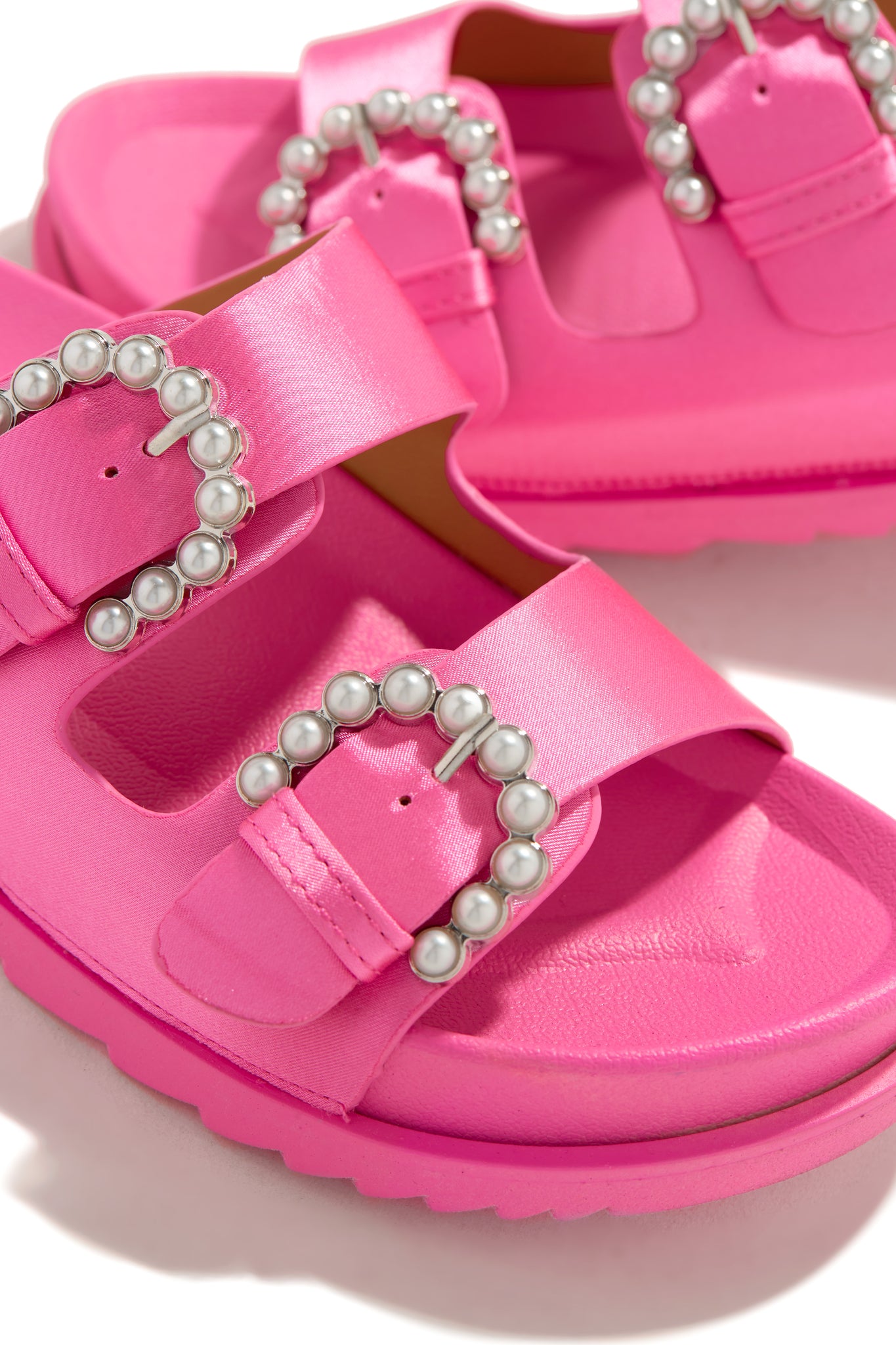 Miss Lola | Golden Beaches Pink Embellished Slip On Sandals – MISS LOLA