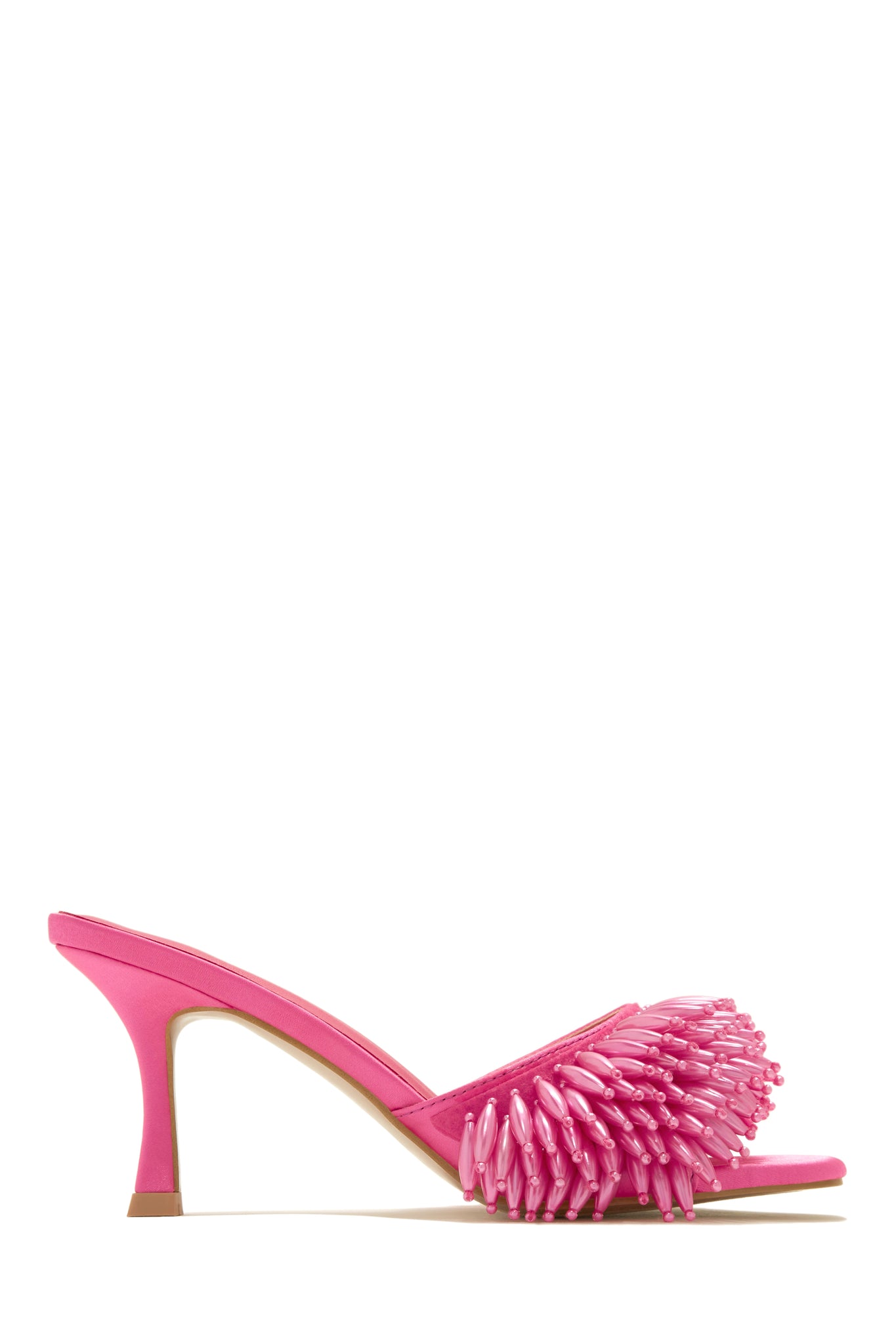 Miss Lola | Pink Beaded Mid Heel Mules – MISS LOLA