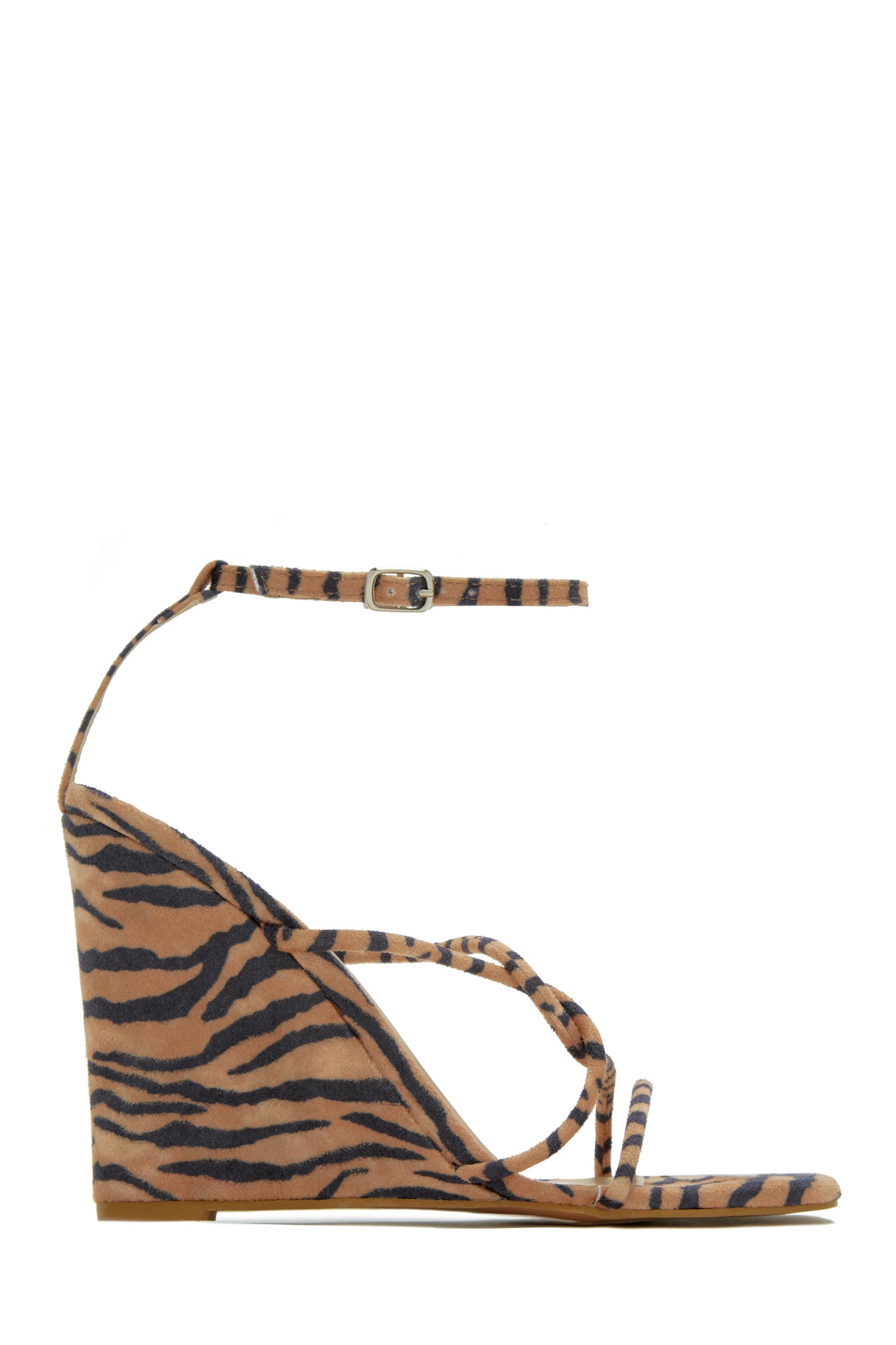 Miss Lola | Nyana Tiger Print Strappy Wedge Heels – MISS LOLA